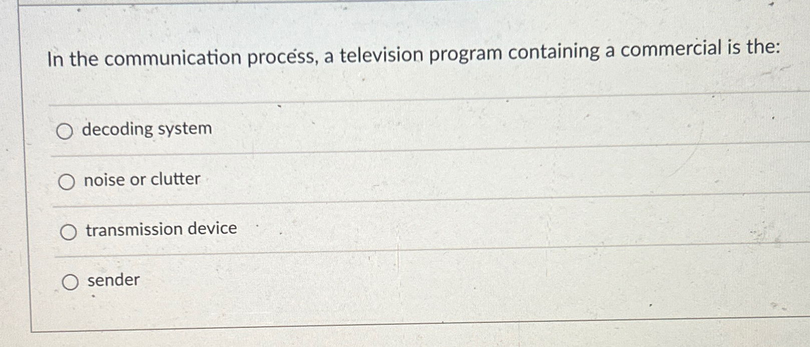 Solved In the communication process, a television program | Chegg.com