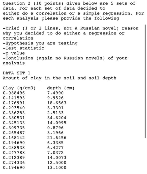 Solved Question 2 ( 10 points) Given below are 5 sets of | Chegg.com