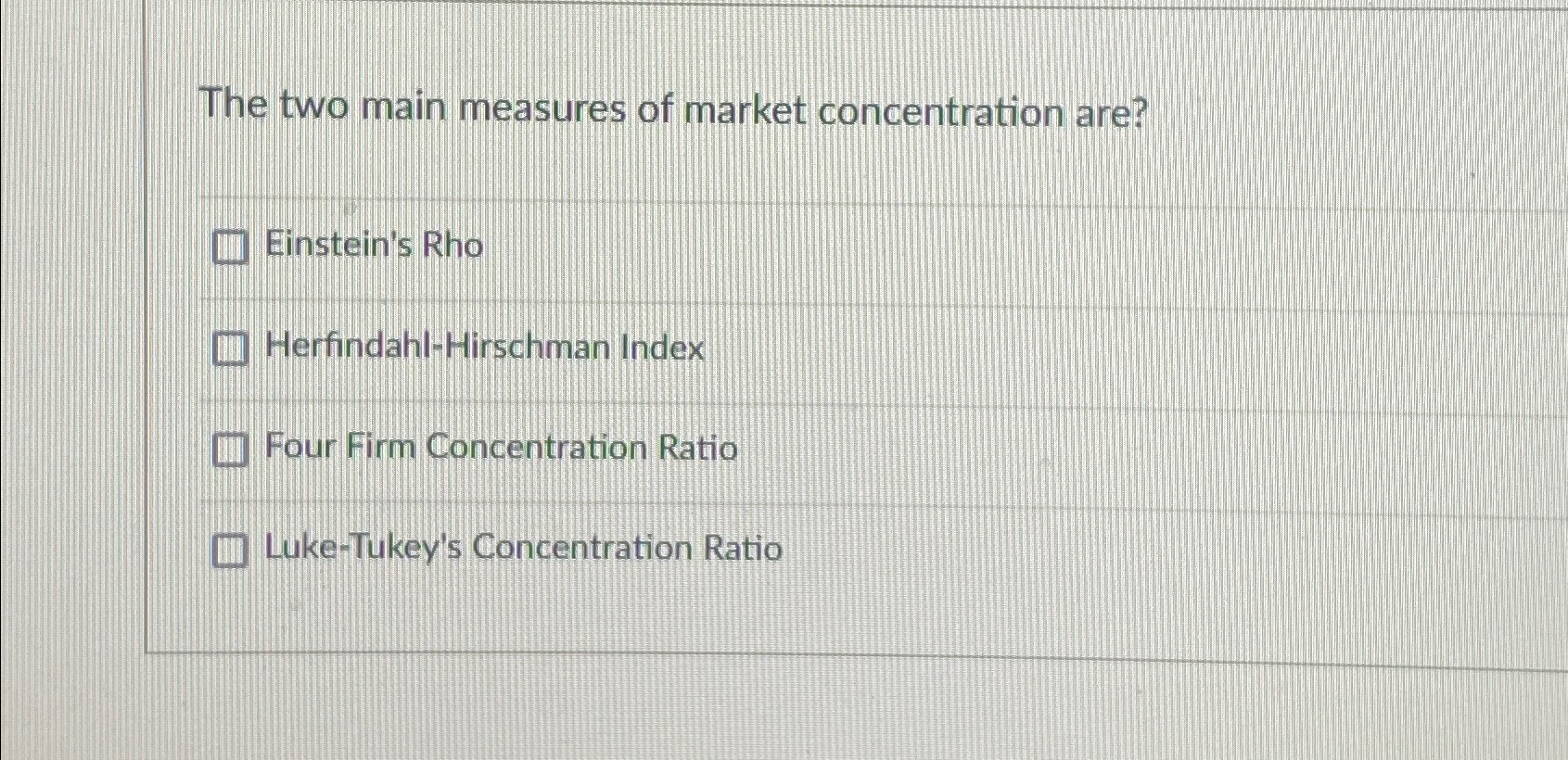 Solved The two main measures of market concentration | Chegg.com
