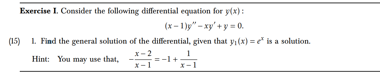 Solved Exercise I. Consider the following differential | Chegg.com
