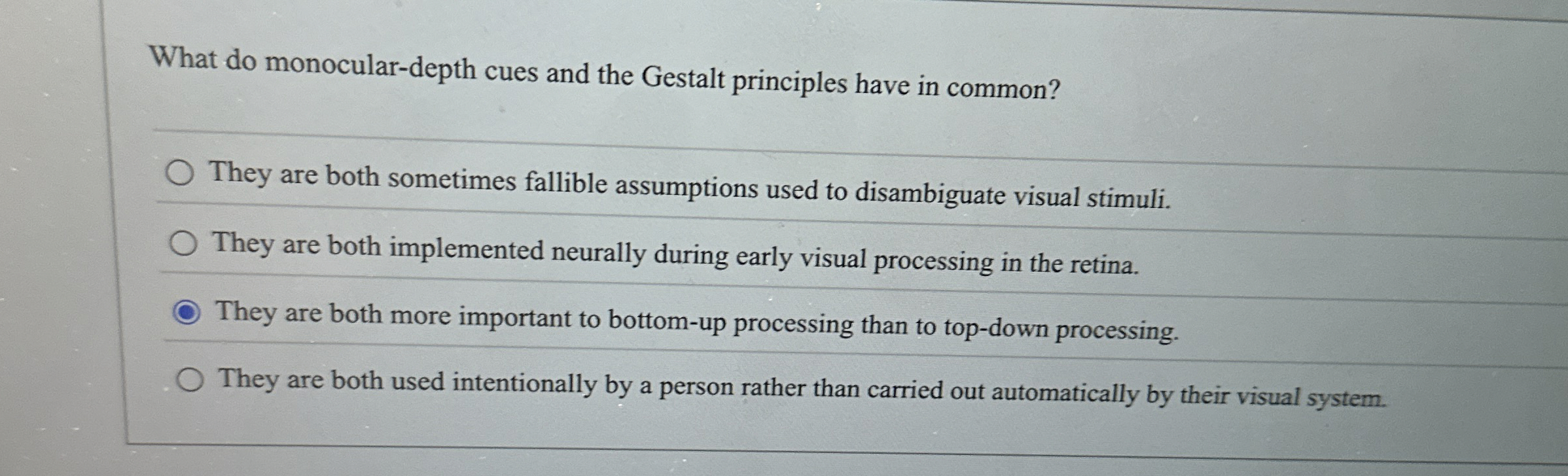 Solved What do monocular-depth cues and the Gestalt | Chegg.com