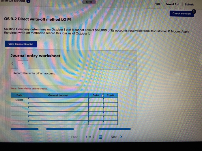Solved write-On Method 1 Saved Help Save & Exit Submit Check | Chegg.com