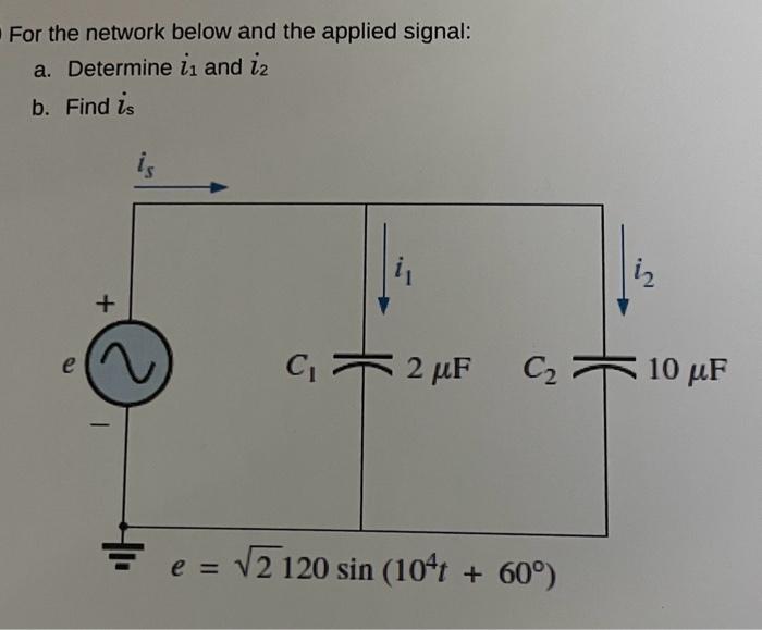 Solved For the network below and the applied signal: a. | Chegg.com