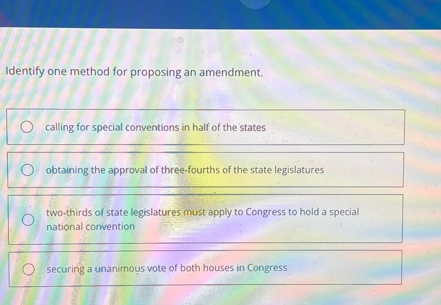 Solved Identify one method for proposing an | Chegg.com