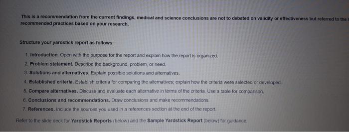 Solved Option 2: Write a yardstick report to your instructor | Chegg.com