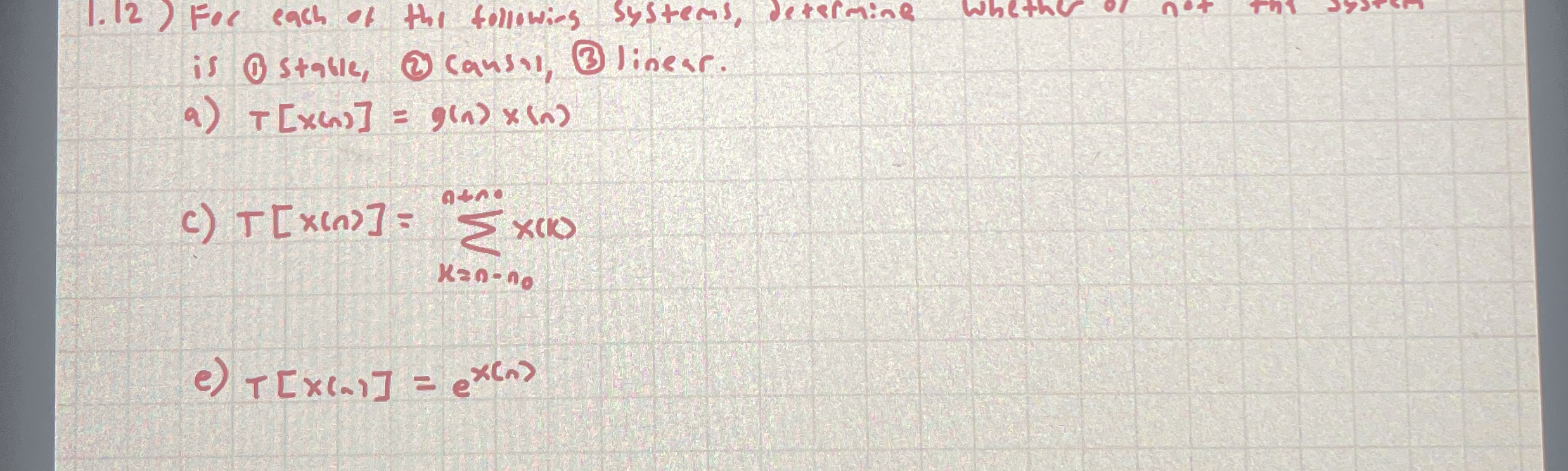 Solved 1.12) ﻿Fie each of thi followi-s systems, determine | Chegg.com