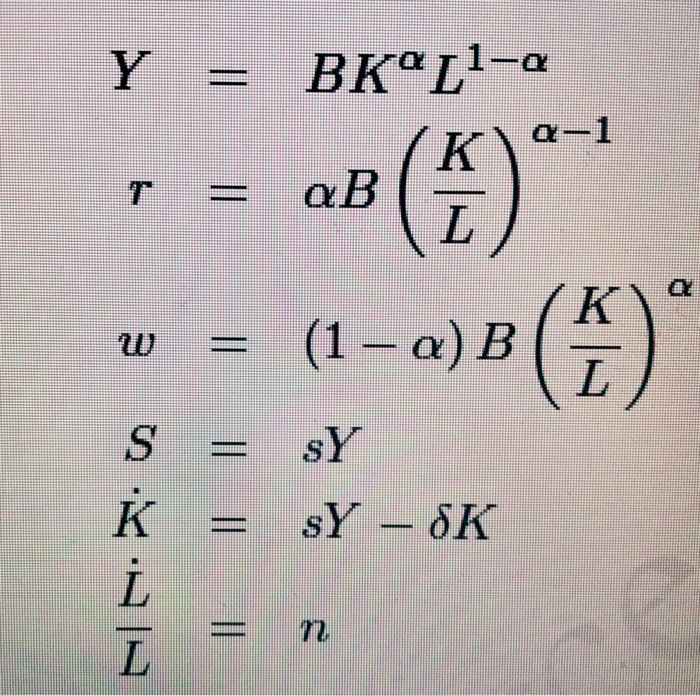 Solved The basic Solow model in continuous time This | Chegg.com Solved The basic Solow model in continuous time This | Chegg.com