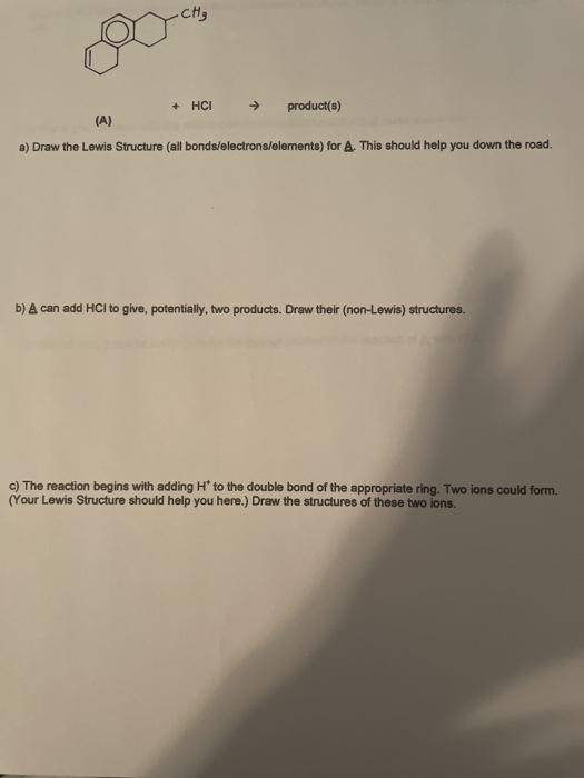 Solved -CH₂ + HCI > product(s) (A) a) Draw the Lewis | Chegg.com