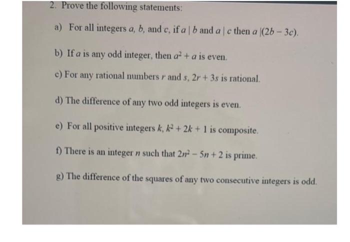 Solved a) For all integers a,b, and c, if a∣b and a∣c then | Chegg.com