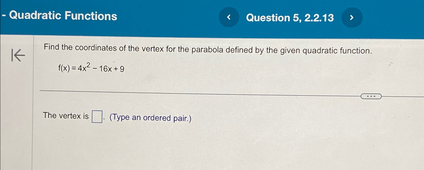 Solved Quadratic FunctionsQuestion 5, 2.2.13Find the | Chegg.com