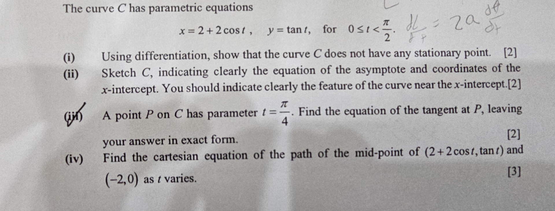 Solved The curve C ﻿has parametric | Chegg.com