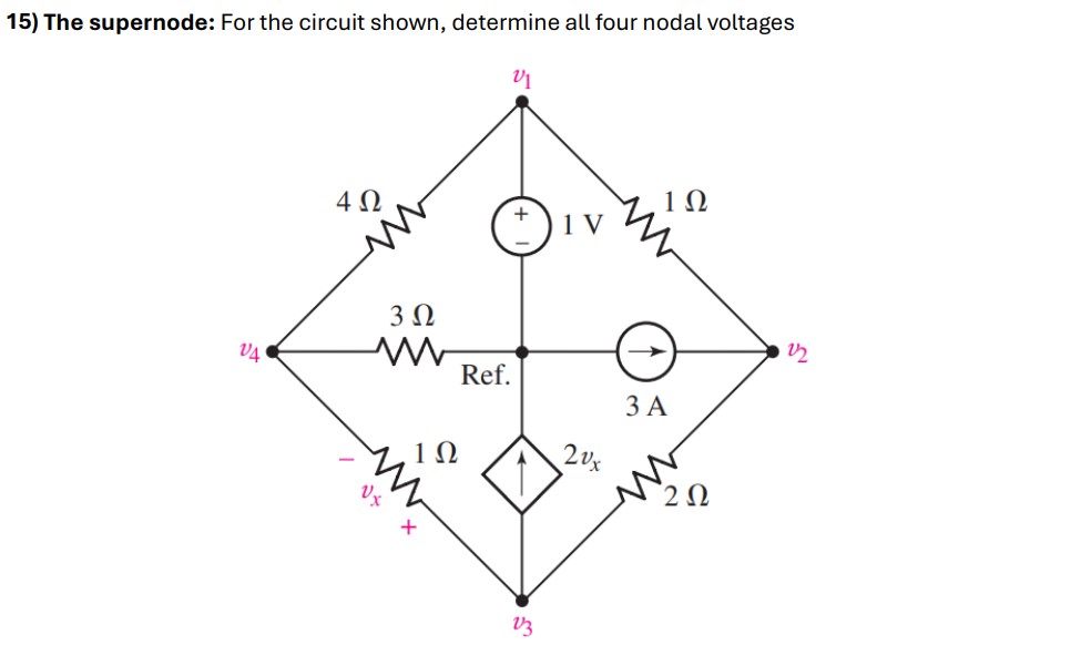 Solved The supernode: For the circuit shown, determine all | Chegg.com