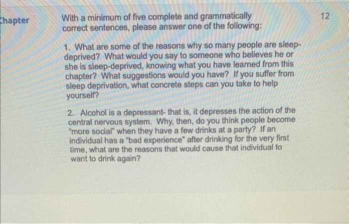 Solved With a minimum of five complete and grammatically | Chegg.com