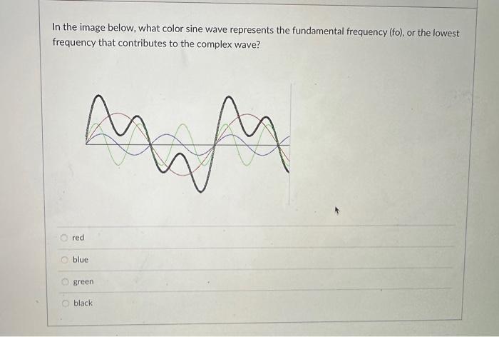 Solved In the image below, what color sine wave represents | Chegg.com