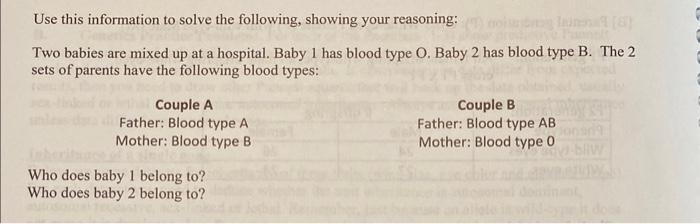 Solved Use this information to solve the following, showing | Chegg.com