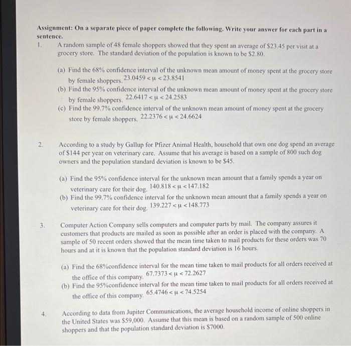 Solved Assignment: On a separate piece of paper complete the | Chegg.com