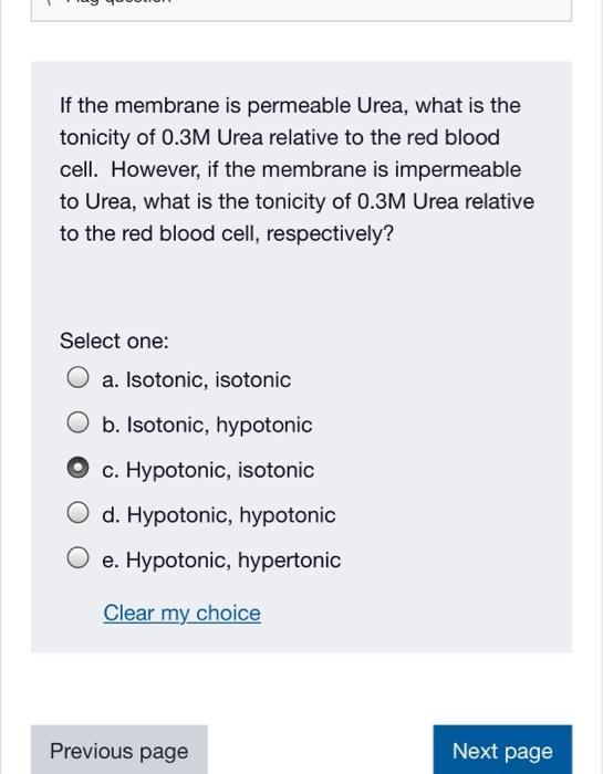 Solved If the membrane is permeable Urea, what is the | Chegg.com