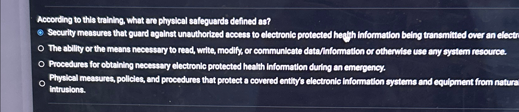 Solved According to this training, what are physical | Chegg.com