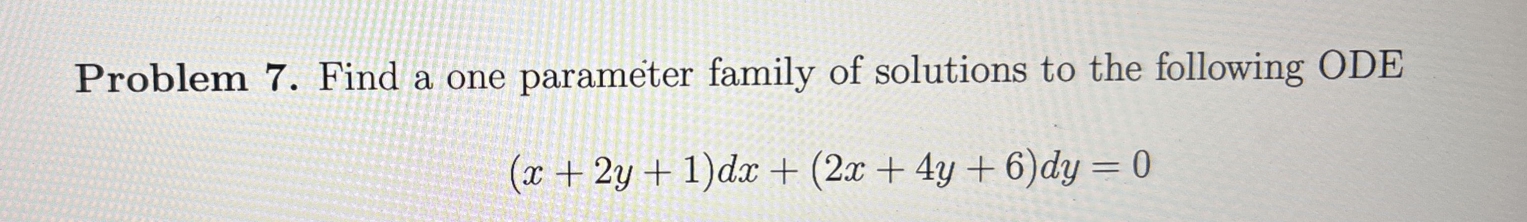 Solved Find a one parameter family of solutions to the | Chegg.com