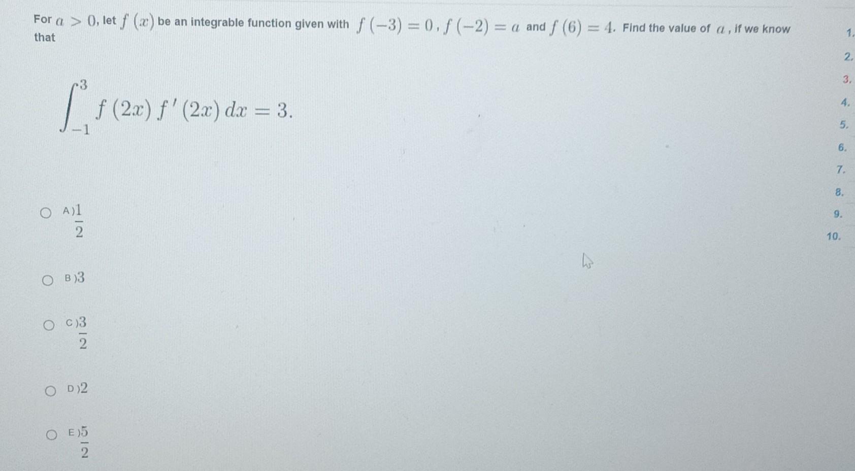 Solved For a>0, let f(x) be an integrable function given | Chegg.com