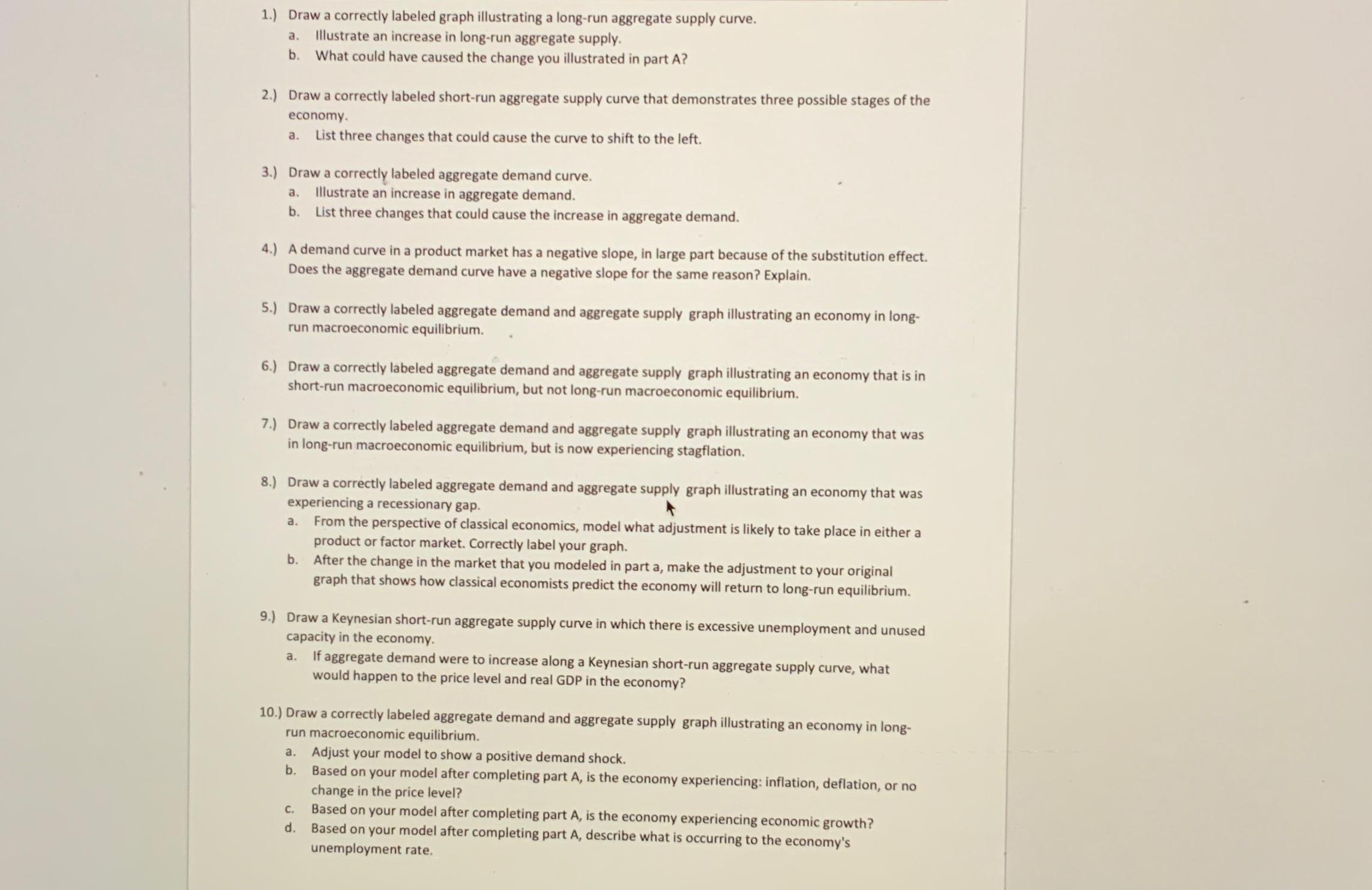 Solved 1.) ﻿Draw a correctly labeled graph illustrating a | Chegg.com