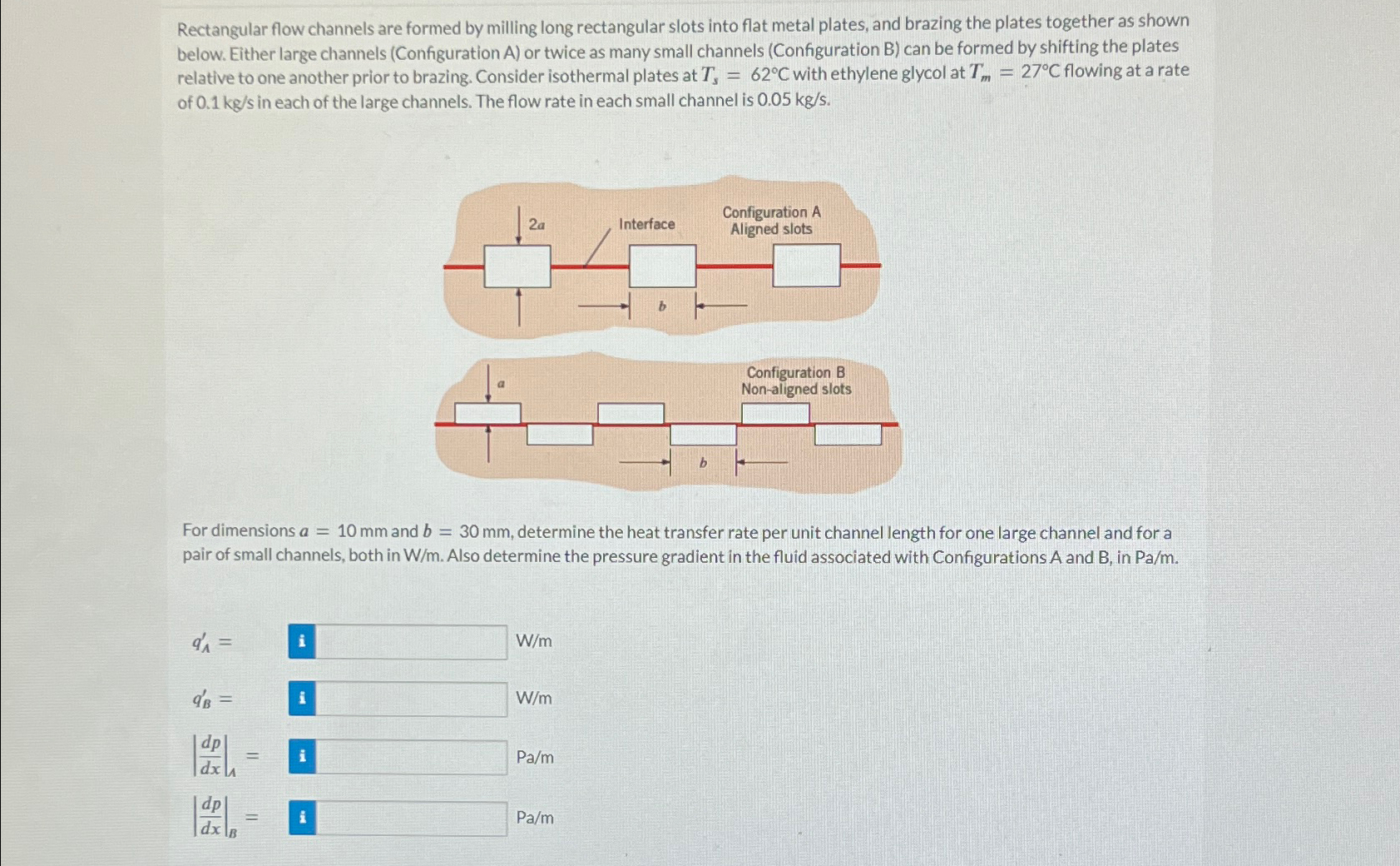 Solved Rectangular flow channels are formed by milling long | Chegg.com