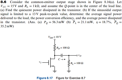 Consider the common-emitter output stage shown in | Chegg.com