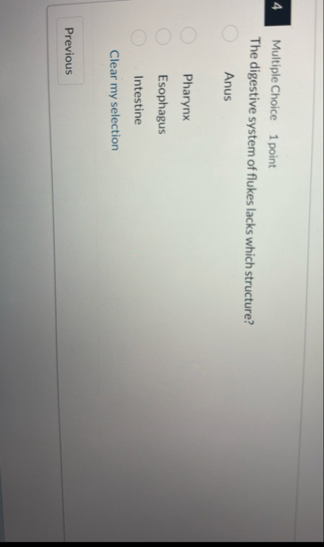 4Multiple Choice 1 ﻿pointThe digestive system of | Chegg.com