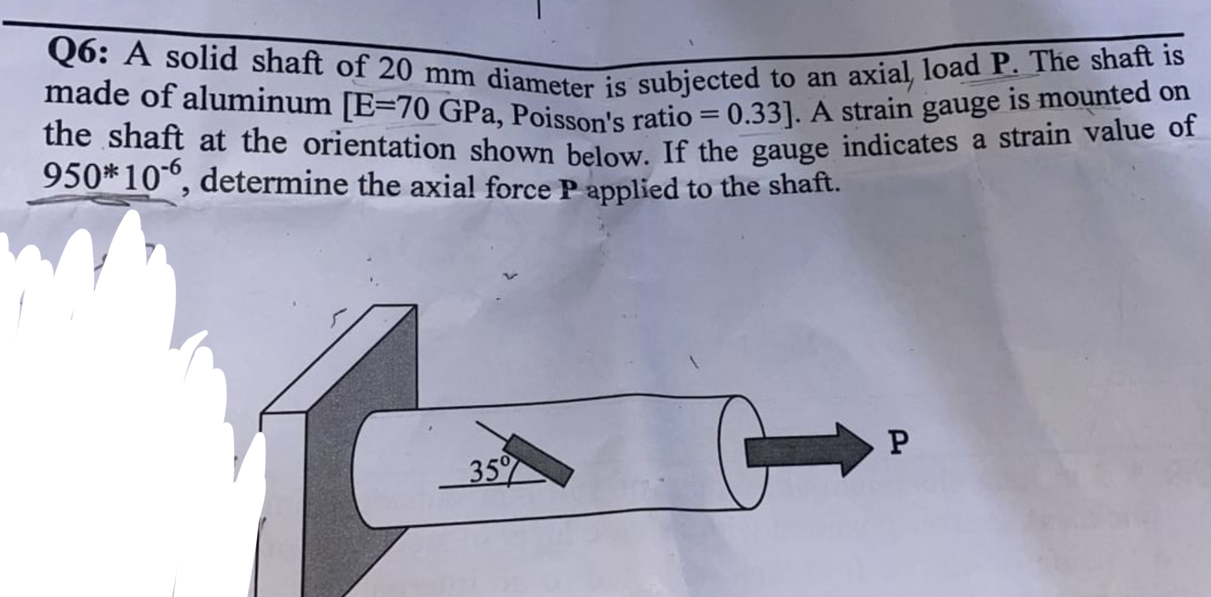Solved Q6: A solid shaft of 20mm ﻿diameter is subjected to | Chegg.com