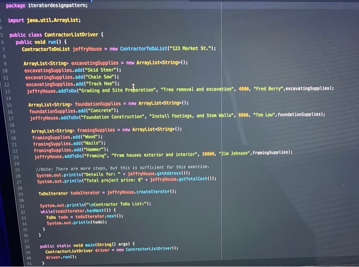 Solved You will be implementing the Iterator Design Pattern | Chegg.com