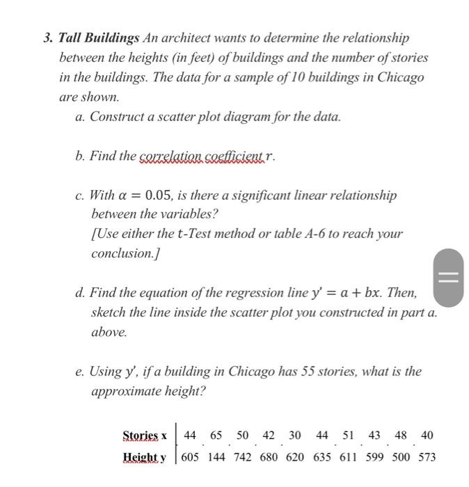 Solved 3. Tall Buildings An architect wants to determine the | Chegg.com