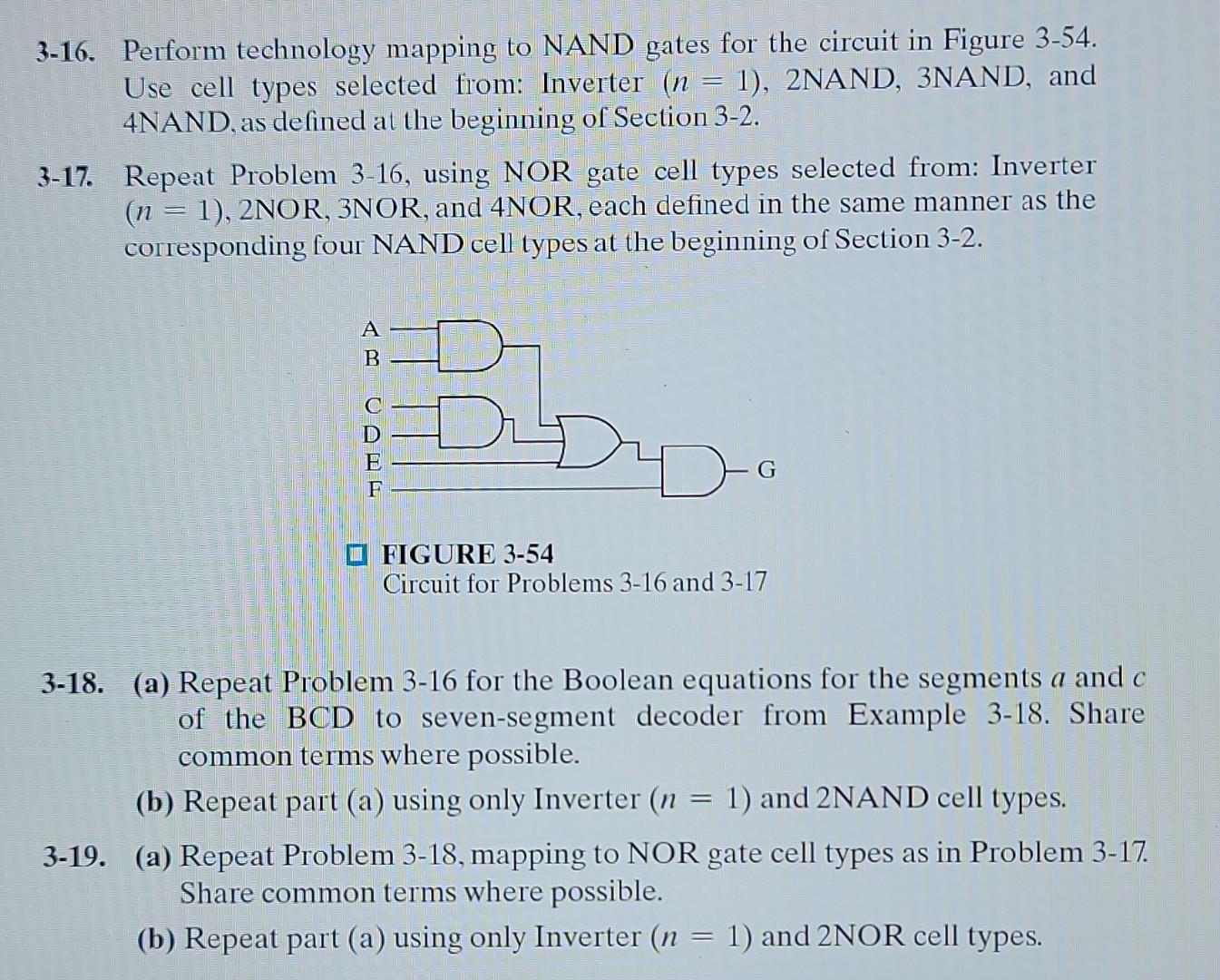 Solved 3-16. Perform technology mapping to NAND gates for | Chegg.com