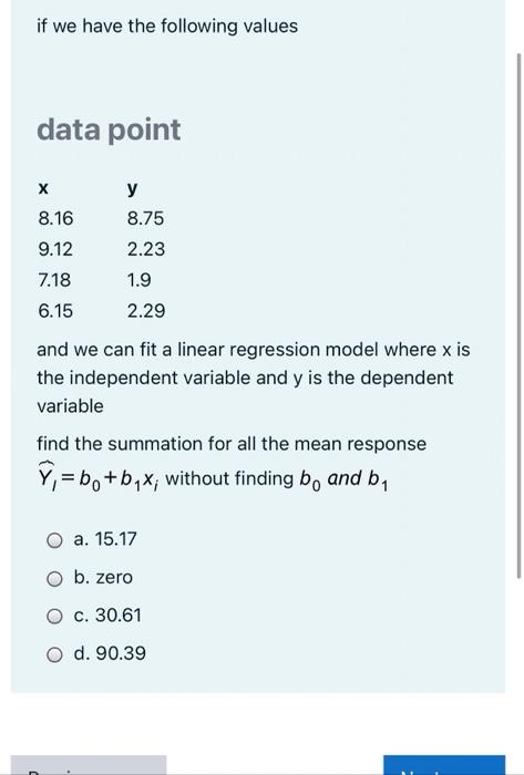 Solved if we have the following values data point X у 8.16 | Chegg.com