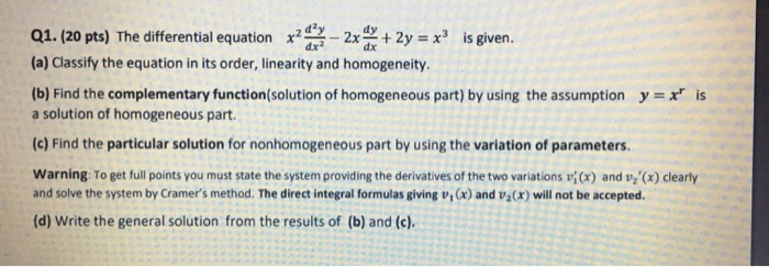 Solved Q1. (20 pts) The differential equation x2 - 2x + 2y = | Chegg.com Solved Q1. (20 pts) The differential equation x2 - 2x + 2y = | Chegg.com