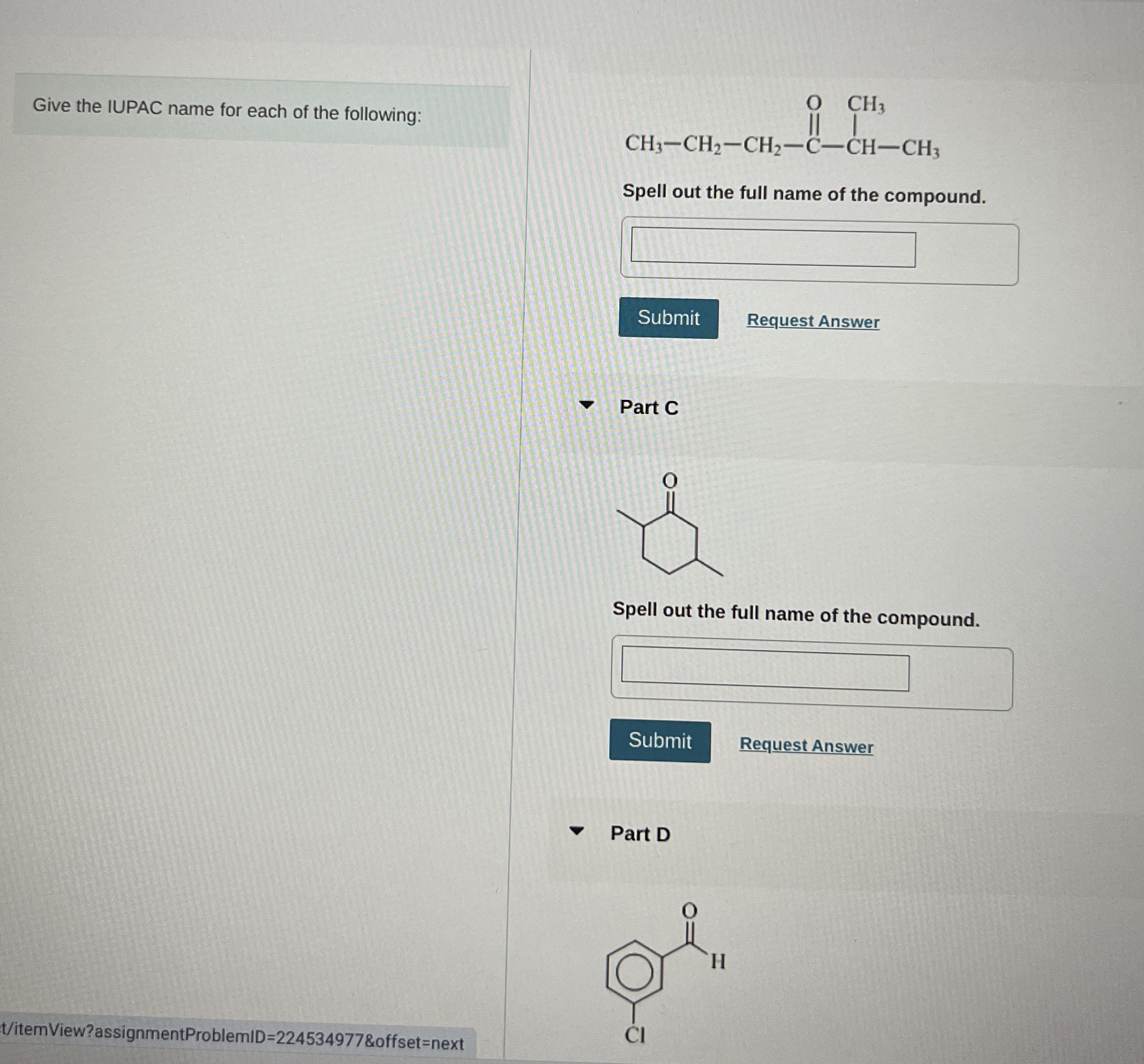 Solved Give the IUPAC name for each of the following:Spell | Chegg.com