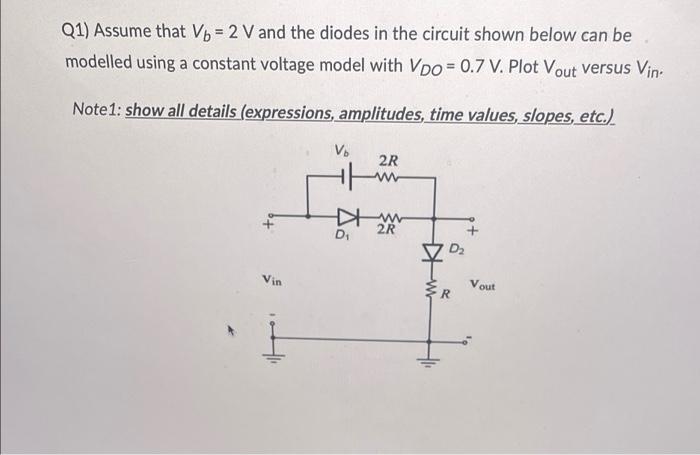 Q1) Assume that V6 = 2 V and the diodes in the | Chegg.com