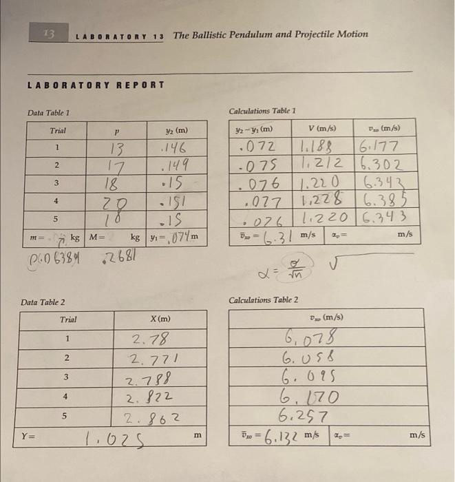 Solved 13 LABORATORY 13 The Ballistic Pendulum and | Chegg.com