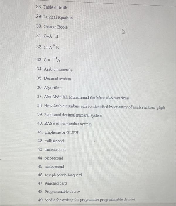 Solved 28. Table of truth 29. Logical equation 30. George | Chegg.com