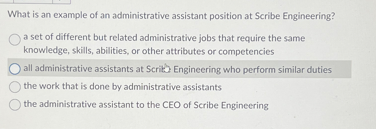 Solved What is an example of an administrative assistant | Chegg.com