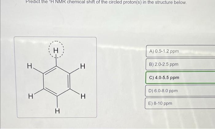 Solved Predict the 'H NMR chemical shift of the circled | Chegg.com