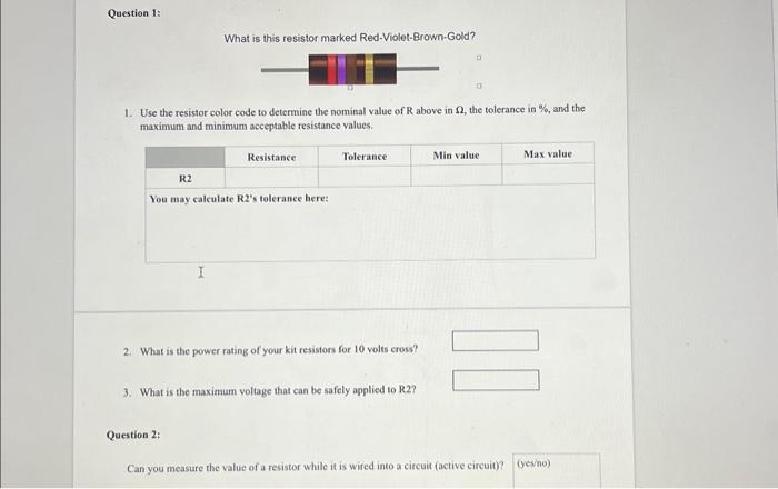 Solved 4 Band Color Code Standard EIA Color Code Table 4 | Chegg.com