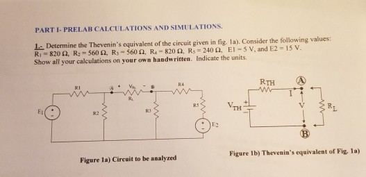 Solved PART I-PRELAB CALCULATIONS AND SIMULATIONS. 1... | Chegg.com