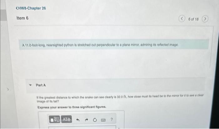 Solved A 11.0-toot-tong, nearsighted python is stretched out | Chegg.com