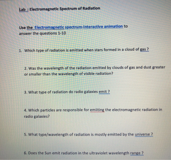 Solved The Electromagnetic spectrum-Interactive animation | Chegg.com
