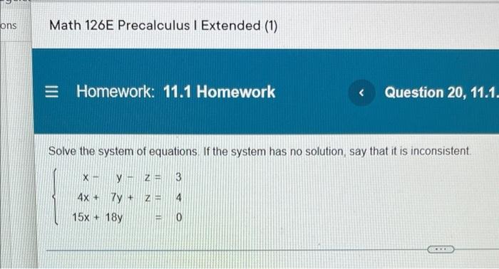 Solved ons Math 126E Precalculus I Extended (1) = Homework: | Chegg.com