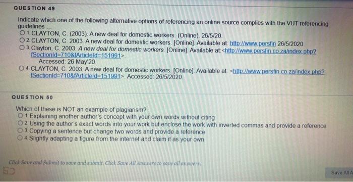 Solved QUESTION 49 Indicate which one of the following | Chegg.com