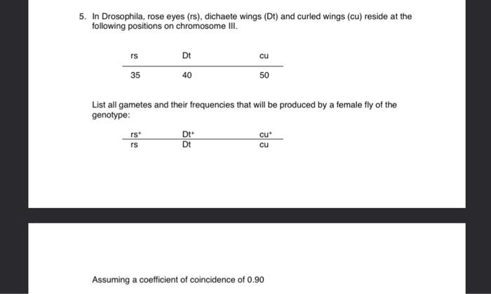 5. In Drosophila, rose eyes (rs), dichaete wings (Dt) | Chegg.com