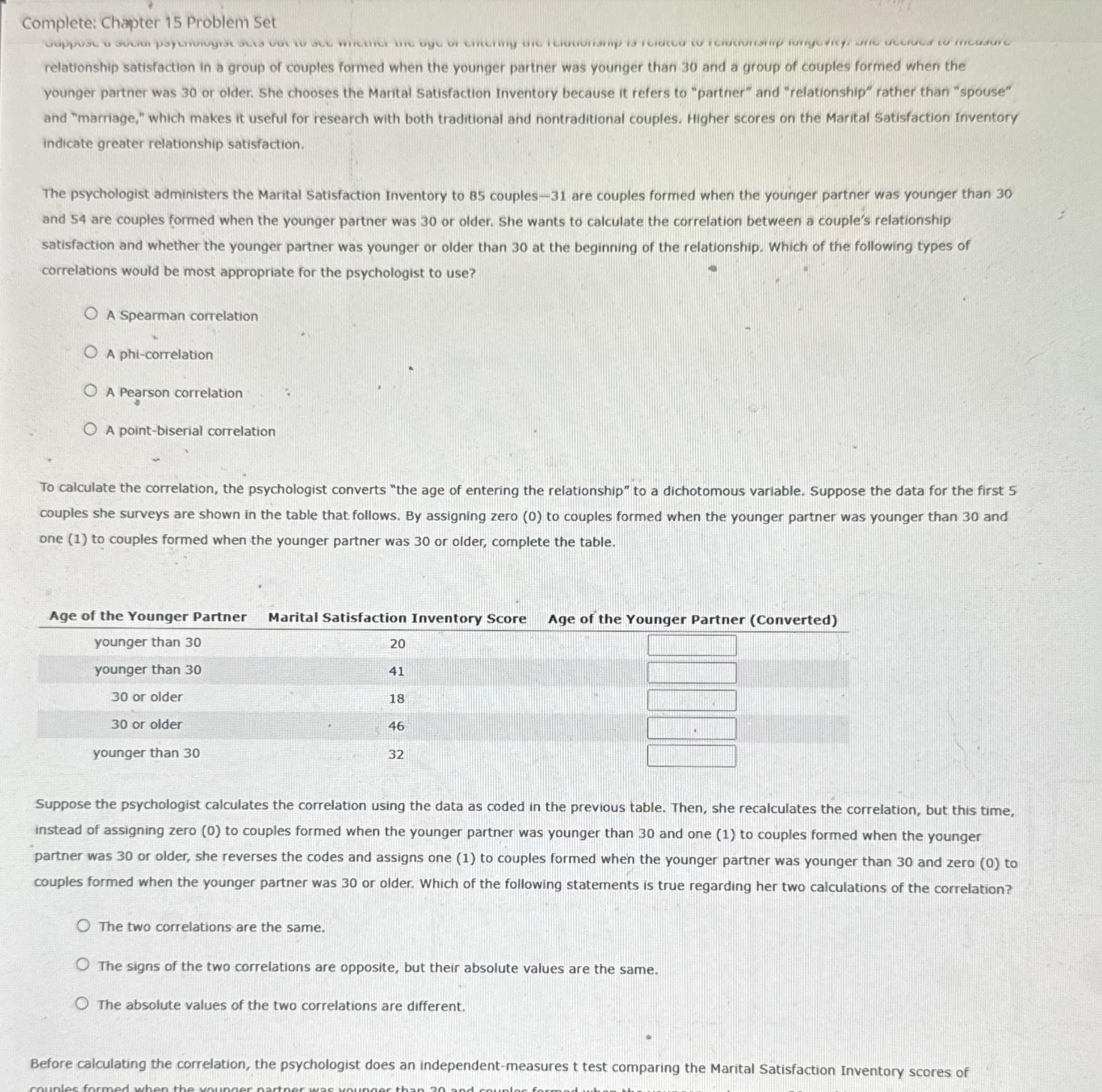 Solved Complete: Chapter 15 ﻿Problem Setrelationship | Chegg.com