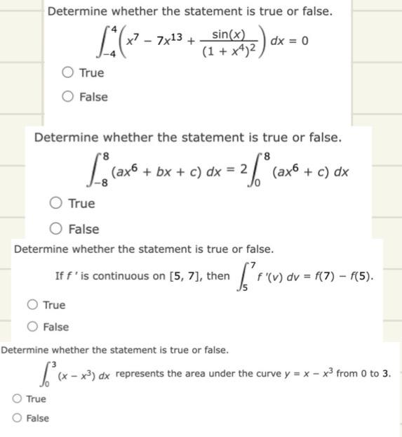 Solved Determine whether the statement is true or false. | Chegg.com