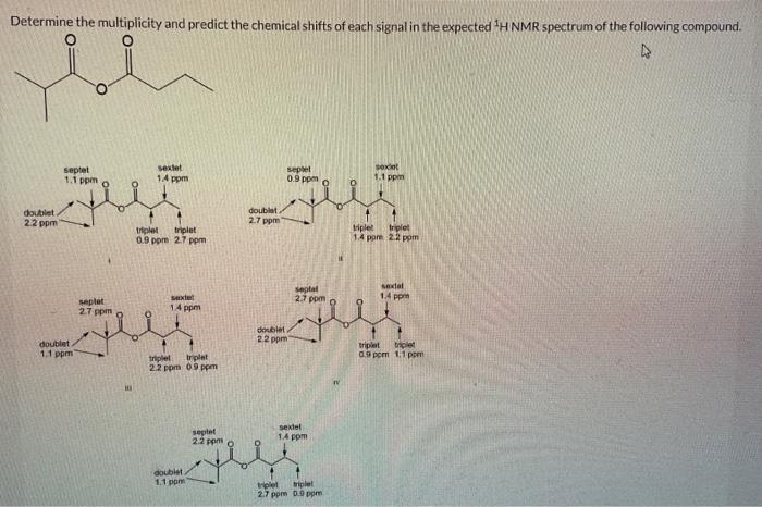 Solved Determine the multiplicity and predict the chemical | Chegg.com